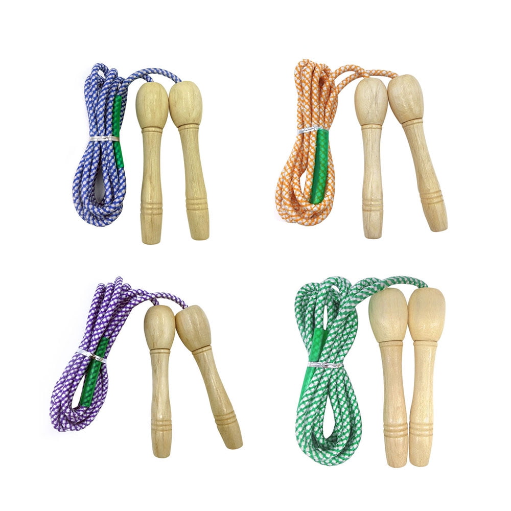 4 Pack Fitness Jump Ropes, Wooden Handles, Fun Activity, Great Party ...