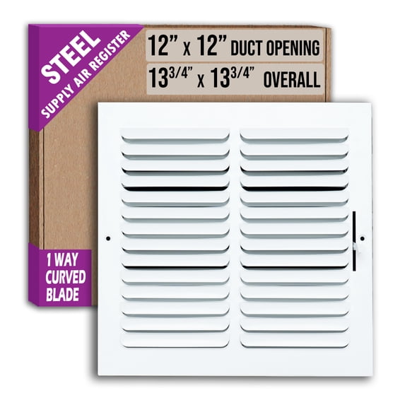 [4 Pack] Fits 12x12 Duct Opening 1 WAY Fixed Curved Blade Air Supply ...