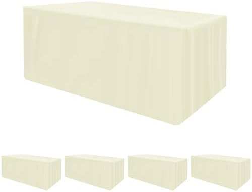 4 Pack Fitted Table Clothes - 48 x 24 Inch - Butter Cream Rectangle ...