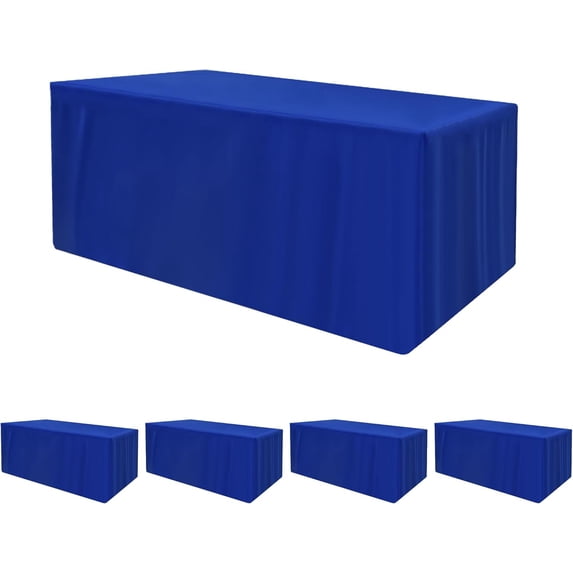 4 Pack Fitted Tablecloths - 48 x 24 Inch Royal Blue Rectangle Table ...