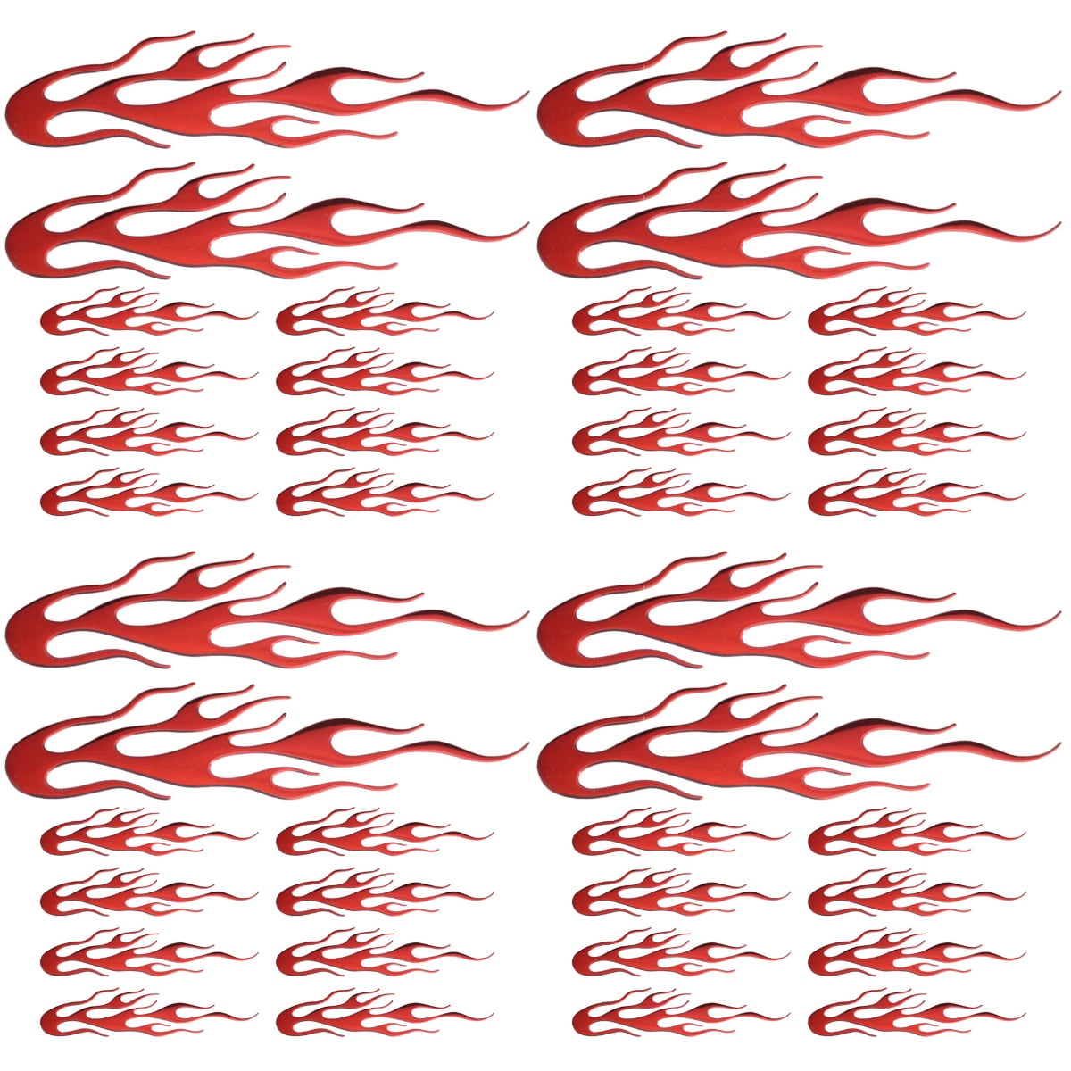 4 Pack Flame Vehicle Decals Stickers Motorcycle Reflective Fire Red ...