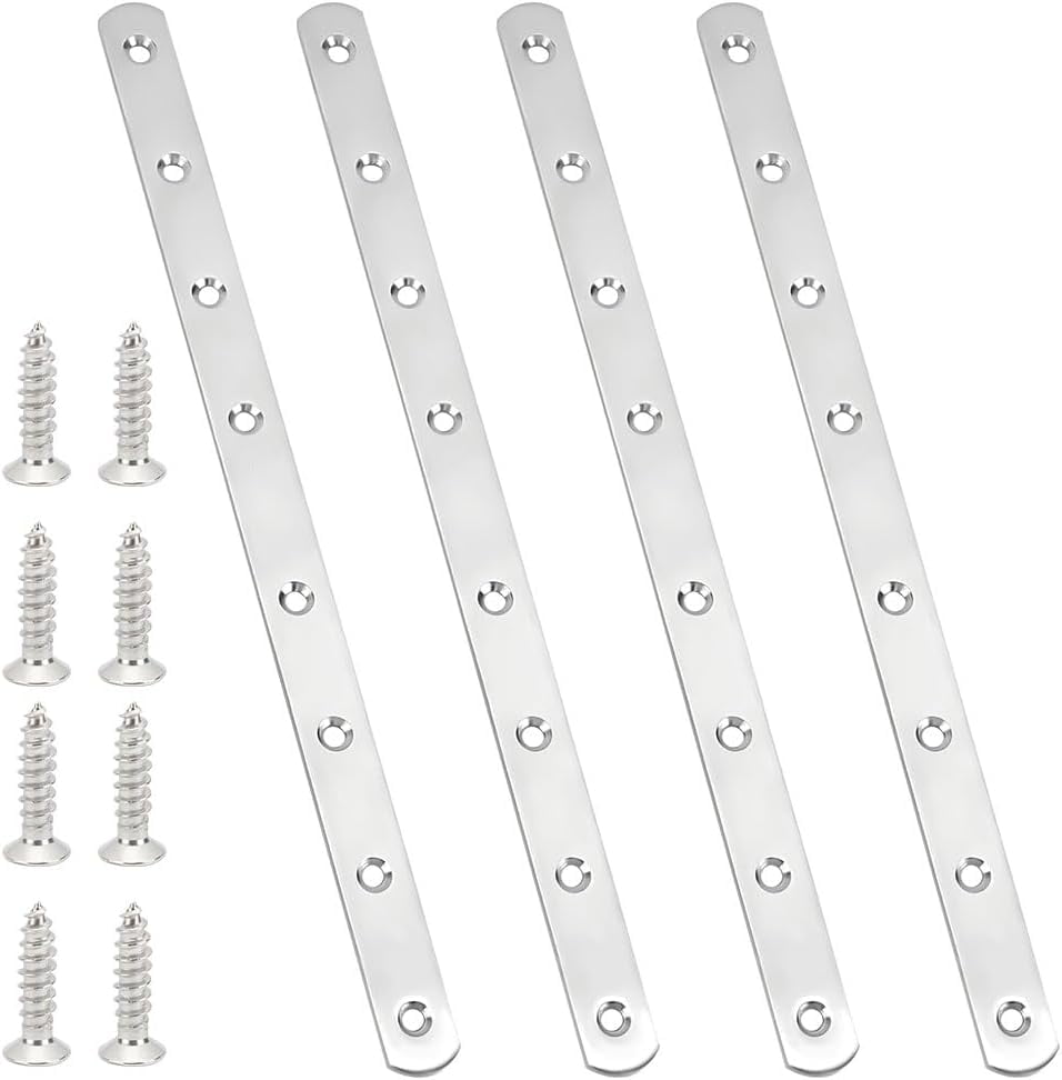 4 Pack Flat Mending Plate for Wood Stainless Steel Straight Brackets 11 ...