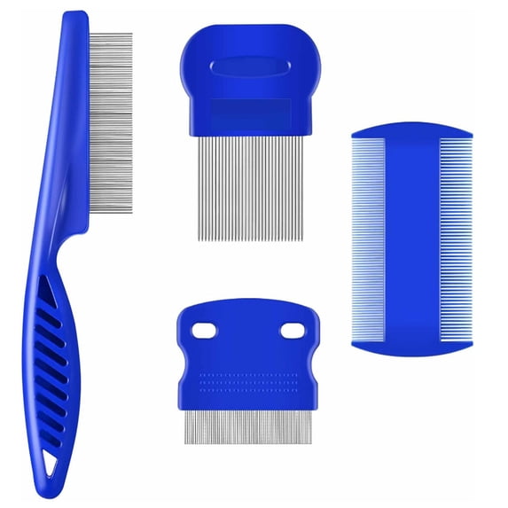 4 Pack Flea Lice Comb, Stainless Steel Dog Cat Grooming Combs with ...