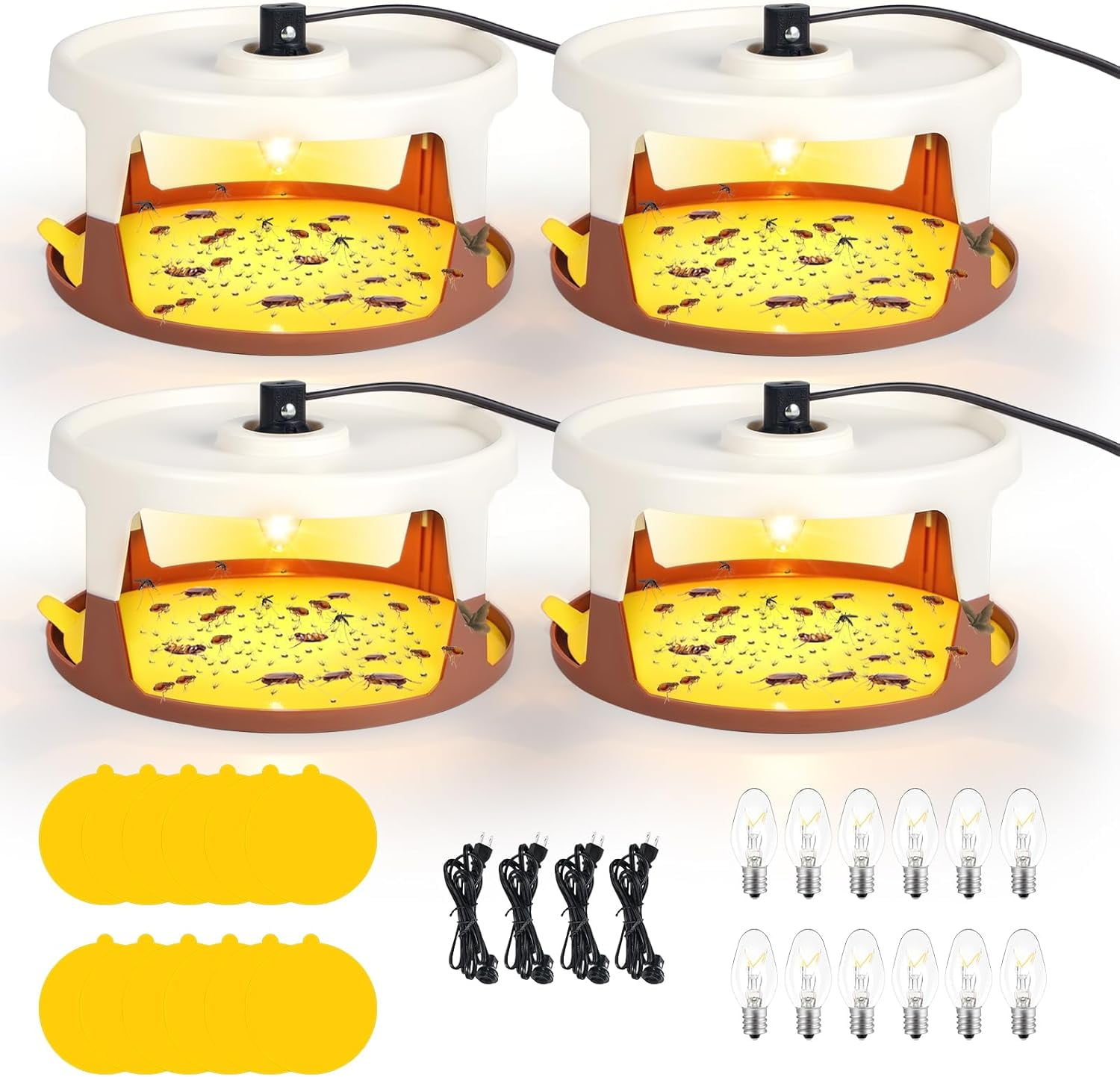 4 Pack Flea Traps for Inside Your Home, Flea Light Trap for Indoor ...