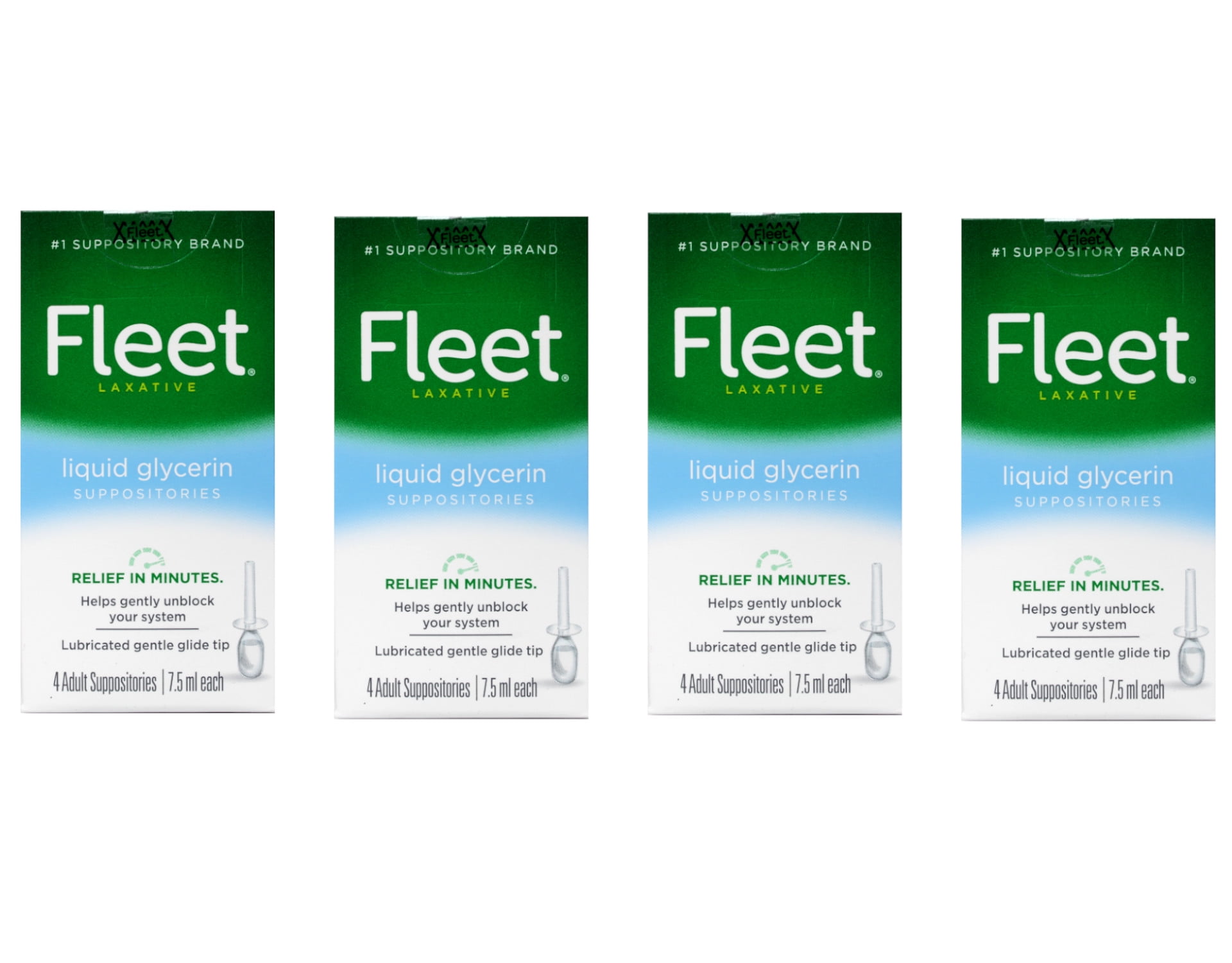 Fleet Liquid Glycerin Suppositories Constipation Relief Laxative, 4 ...