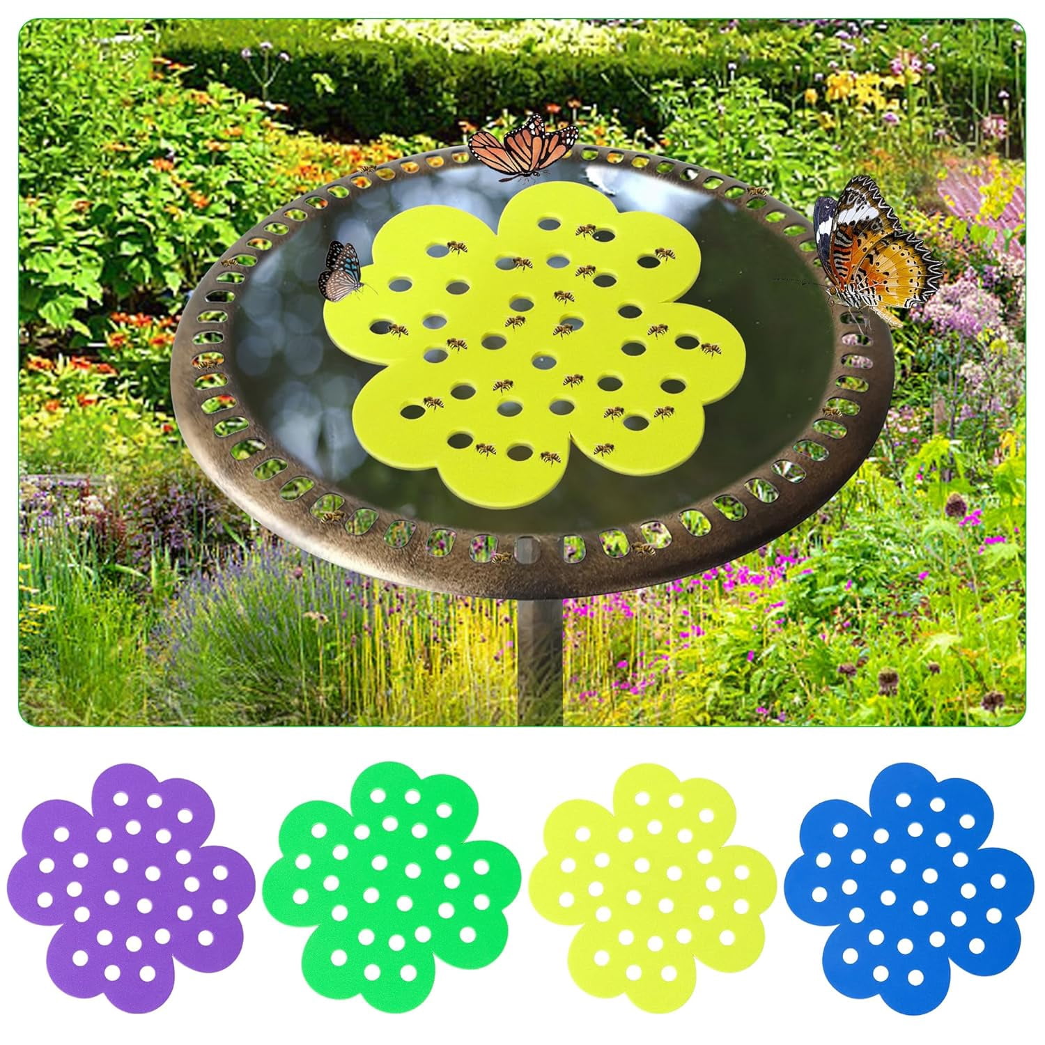 4 Pack Floating Bee Island 6.3 Inch Floating Bee Watering Station Use ...