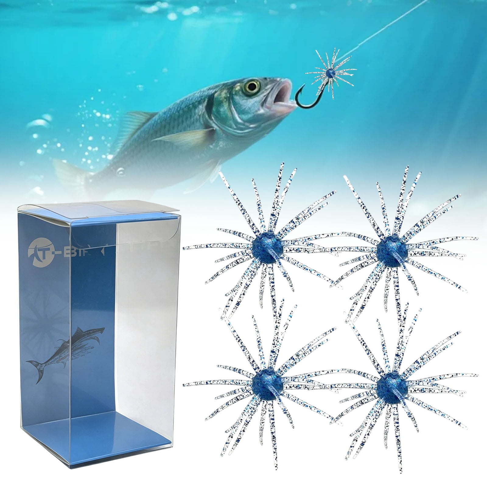 4 Pack Floating Sea Urchin Soft Lure, TPR Tentacle Creature Bait, 4.33 ...