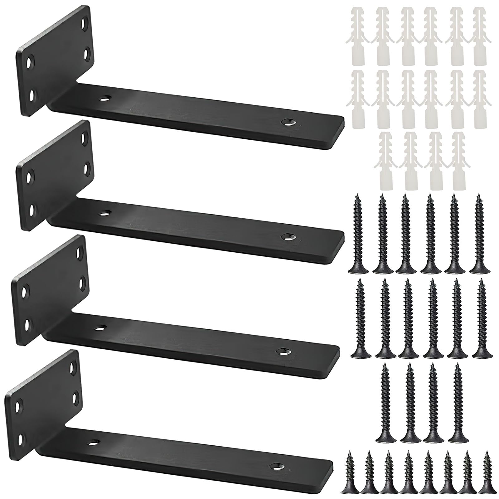 4 Pack Floating Shelf Brackets 6 Inch, Metal Shelf Brackets Heavy Duty ...