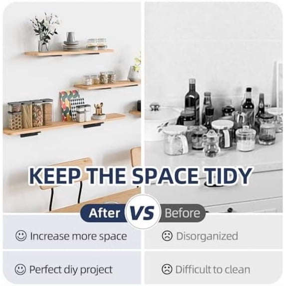 4 Pack Floating Shelf Brackets, 8 inch Heavy Duty Industrial Shelf ...