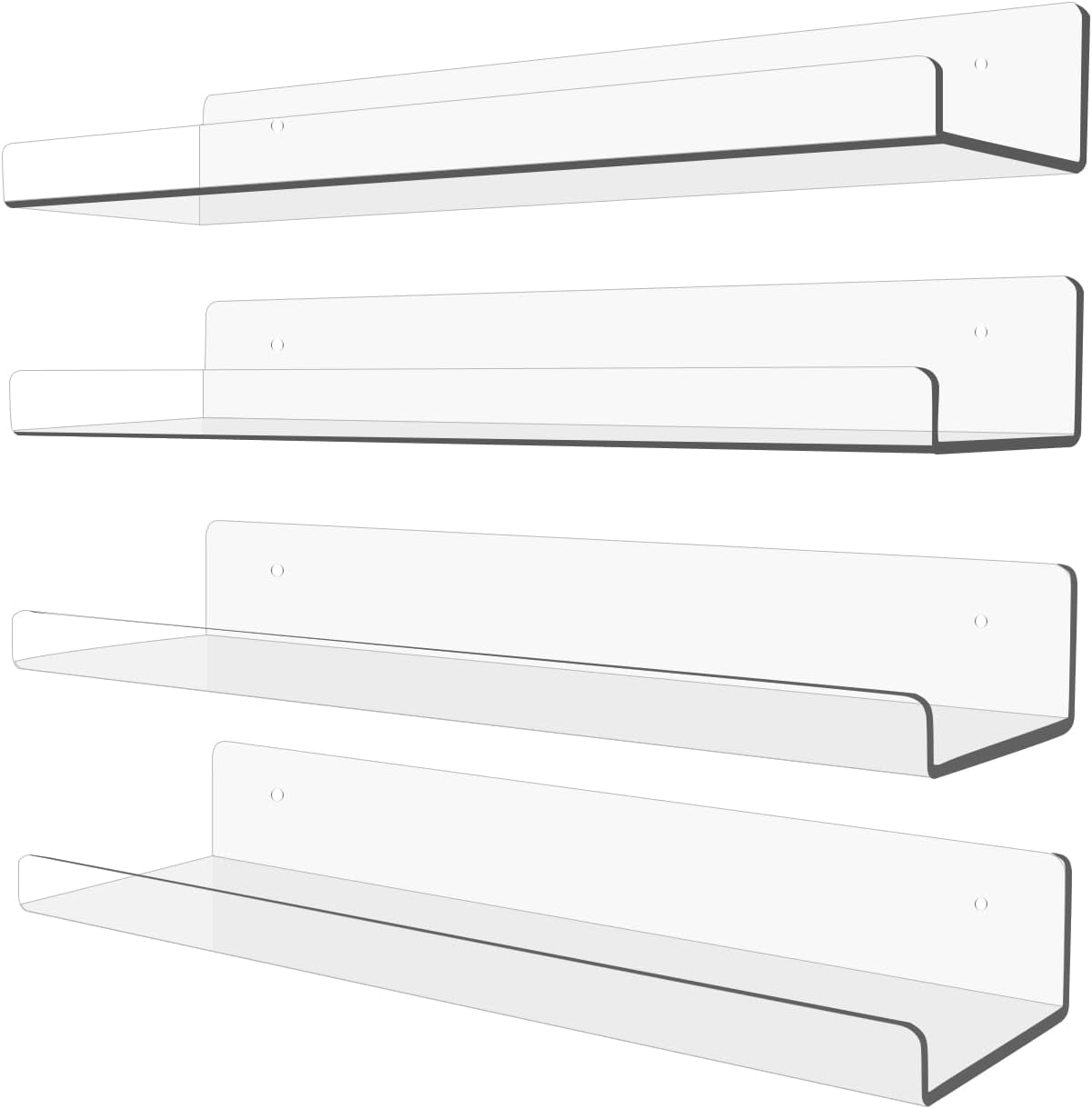 4 Pack Floating Shelves for Wall, 15" x 4" Acrylic Book Shelf for ...