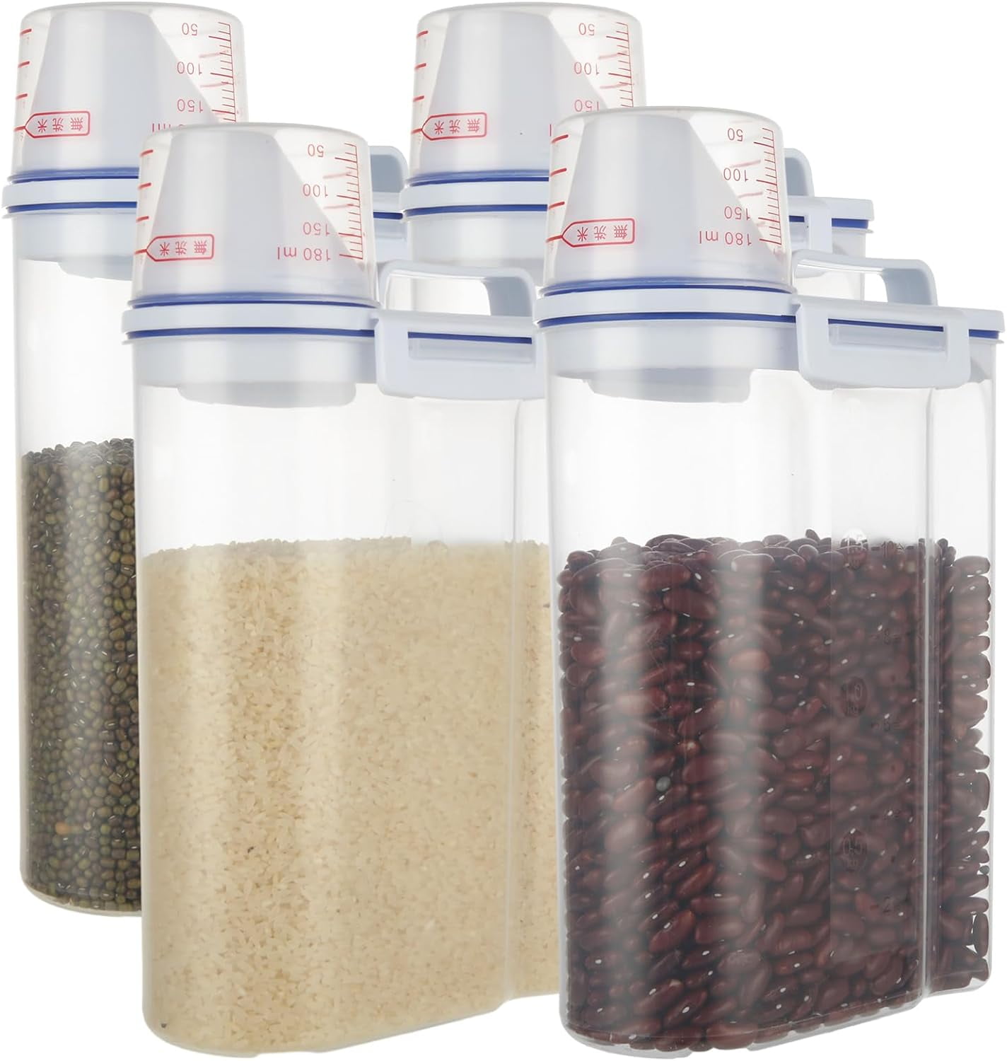 4 Pack Flour Container 5LB Pantry Food Storage Containers with Lids ...