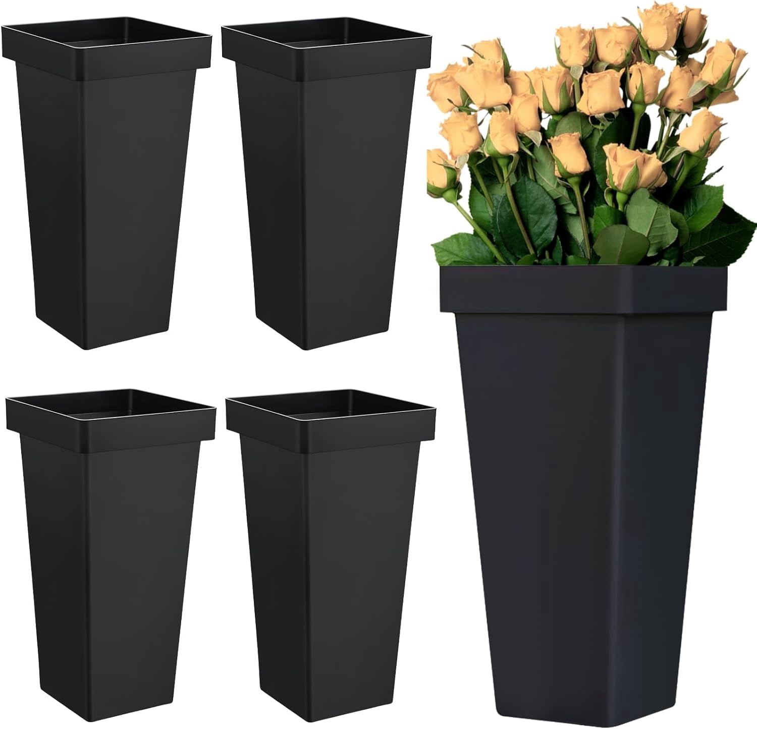 4 Pack Flower Buckets for Cut Flowers -13.4 Inch Plastic Floral Buckets ...
