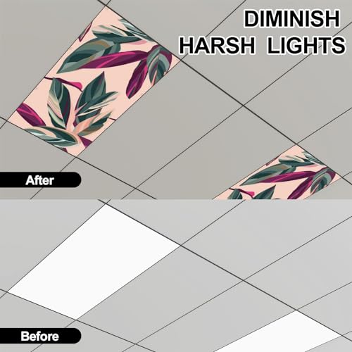 4 Pack Fluorescent Light Covers for Ceiling Lights Floral Seamless ...