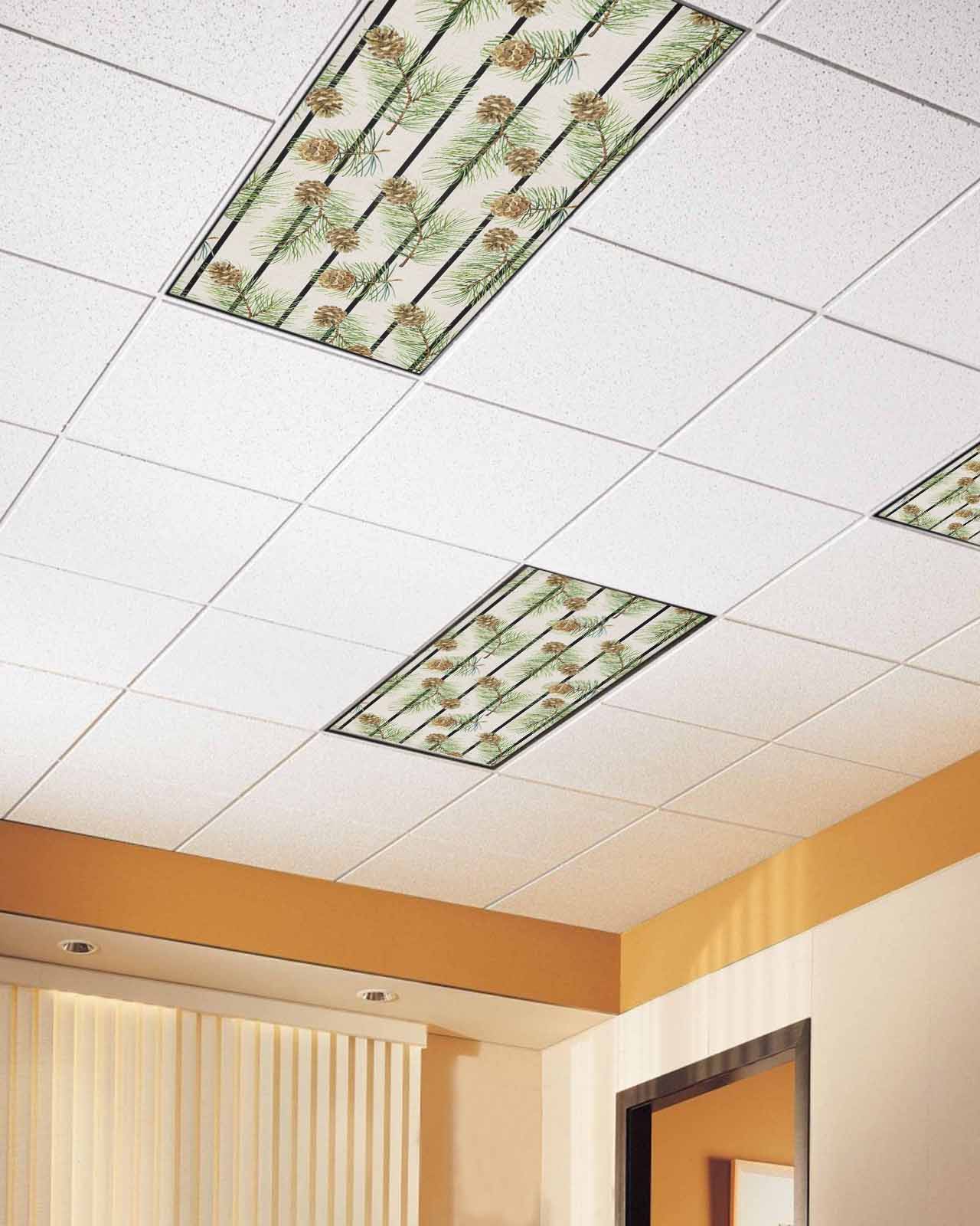 4 Pack Fluorescent Light Covers, 4 x 2 Feet, Christmas Cotton Hemp ...