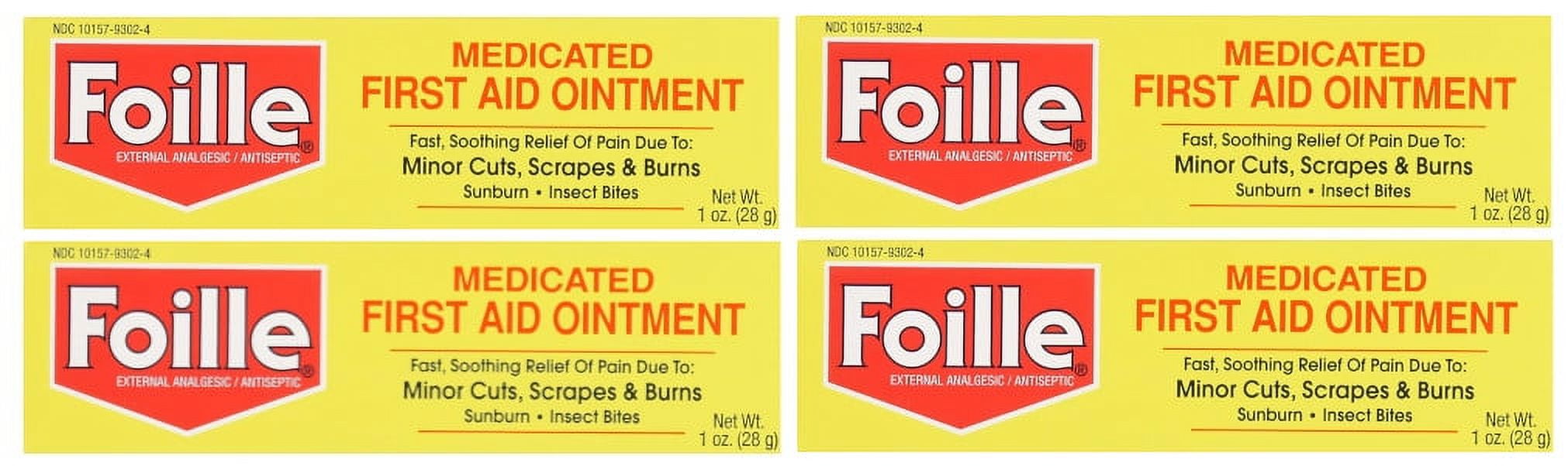 4 Pack - Foille Medicated First Aid Ointment with Benzocaine 5.0% Tube ...