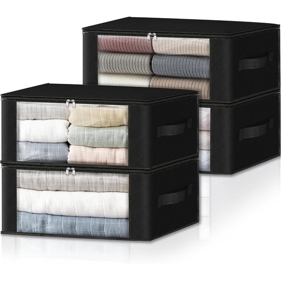 4-Pack Foldable Clothes Organizer Storage Bags with Large Clear Window ...