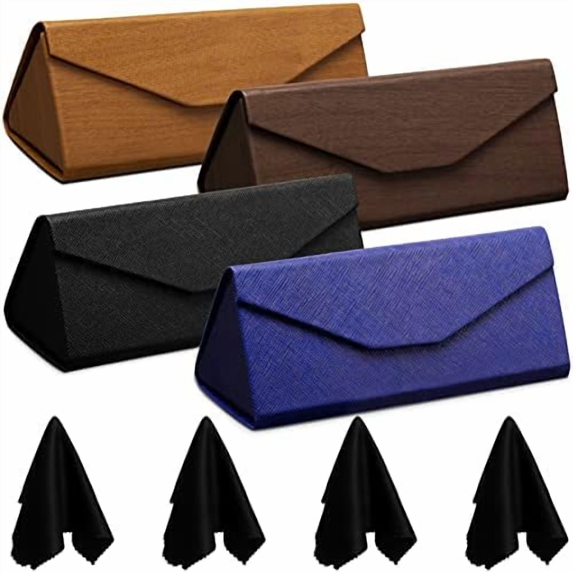 4 Pack Foldable Glasses Sunglasses Case PU Hard Shell Collapsible ...