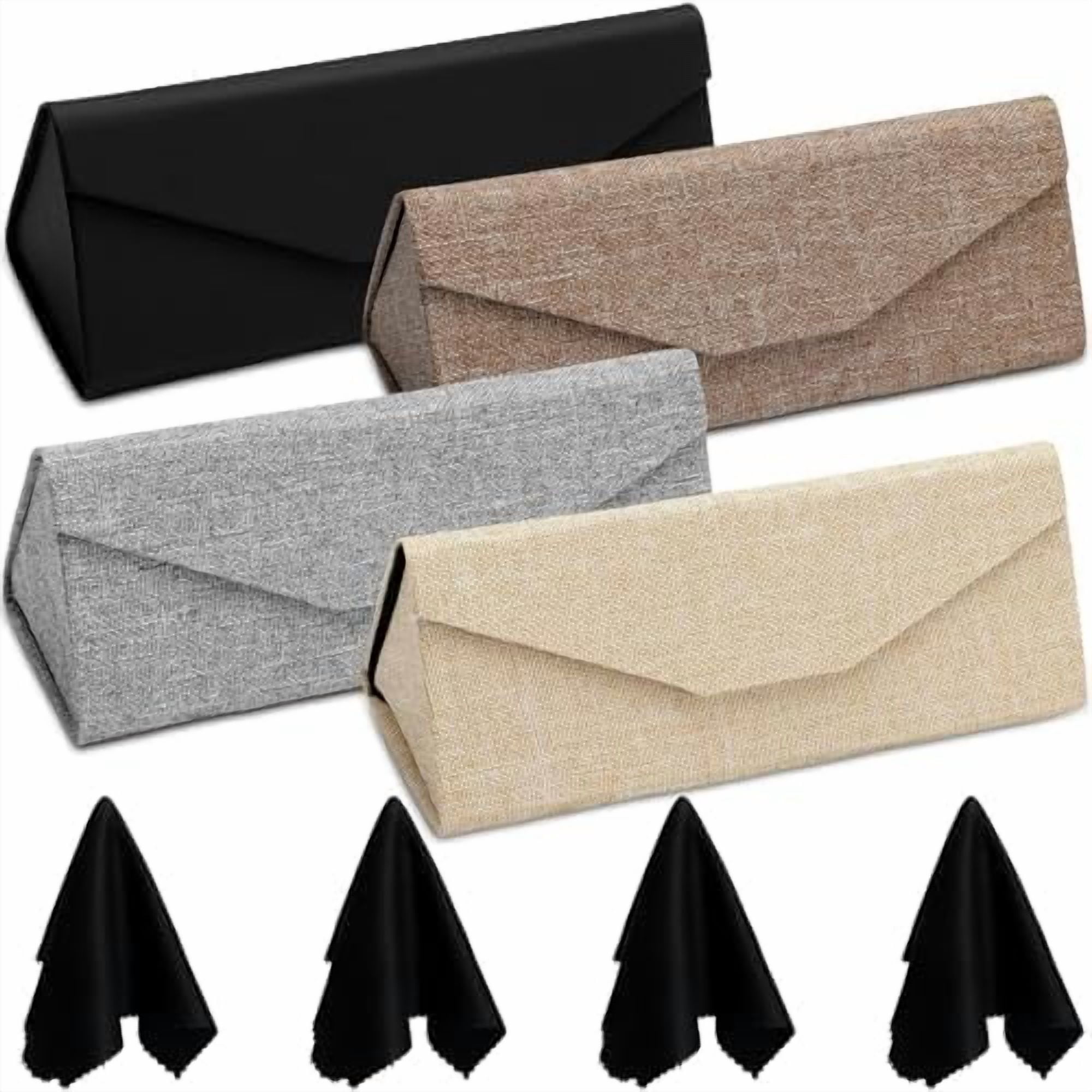 4 Pack Foldable Glasses Sunglasses Case PU Hard Shell Collapsible ...