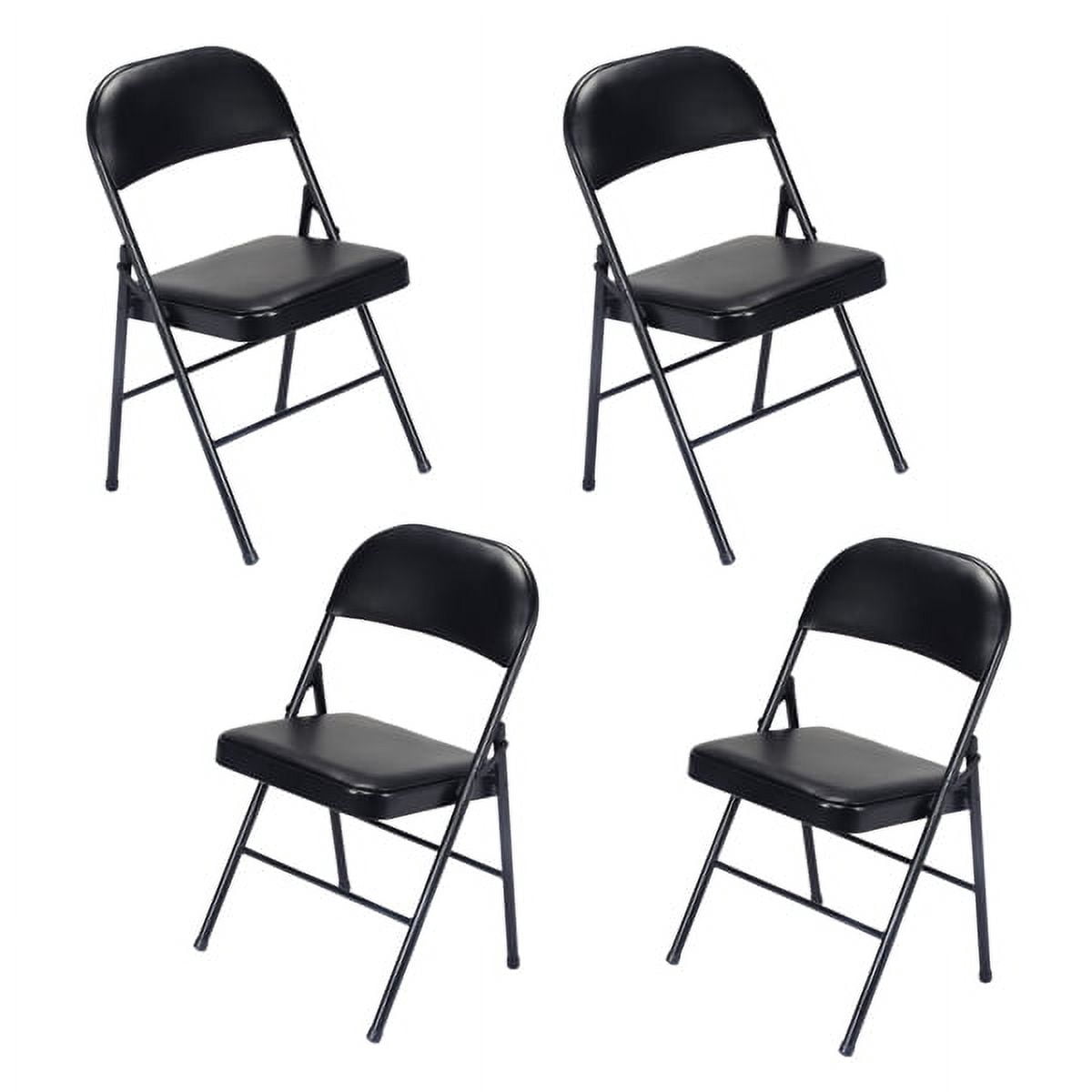 4-Pack Foldable Leather Convention Chairs – Sleek Black Design ...