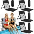 4 Pack Foldable Poolside Chairs Portable Beach Chair with Back Support ...