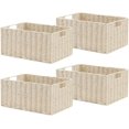 4 Pack Foldable Woven Storage Baskets, Rectangle Paper Rope Organizer ...