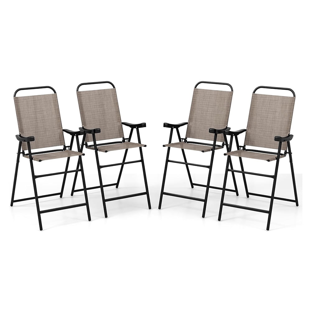 4 Pack Folding Bar Chairs, Patio Counter Height Stools with Footrest ...