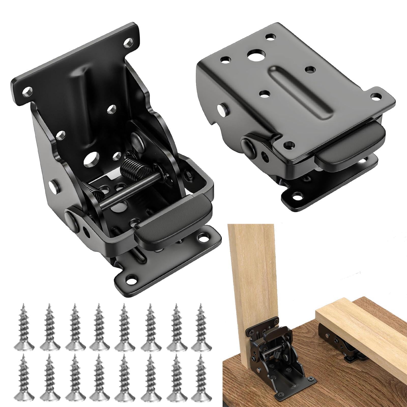 4 Pack Folding Brackets 0°-90°-180°, Heavy-Duty Folding Table Leg ...