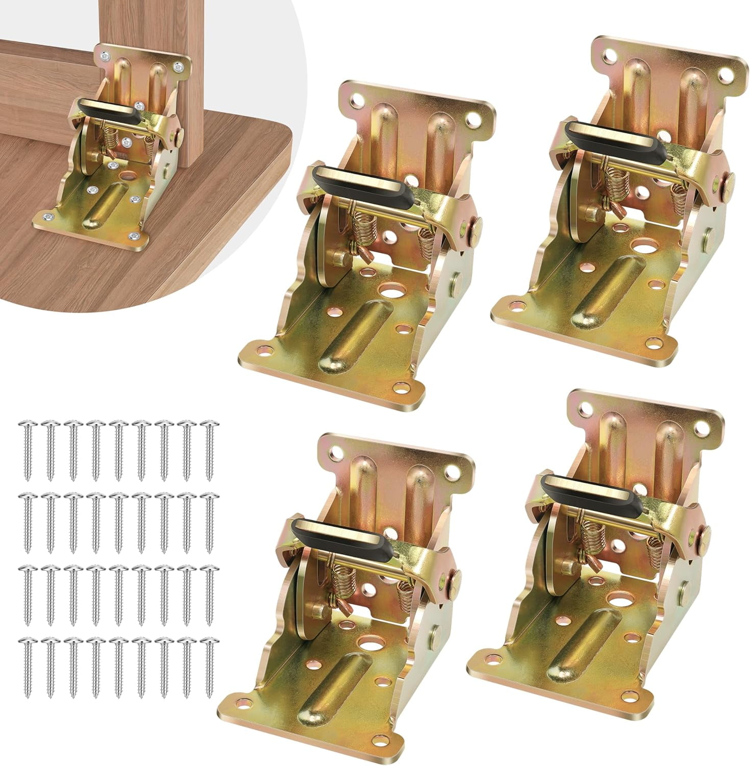 4 Pack Folding Brackets, Self-Lock Hinge with Screws for Folding Table ...