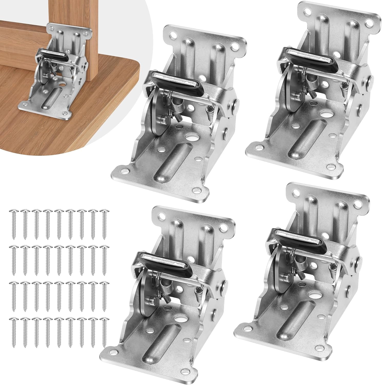 4 Pack Folding Brackets, Self-Lock Hinge with Screws for Folding Table ...
