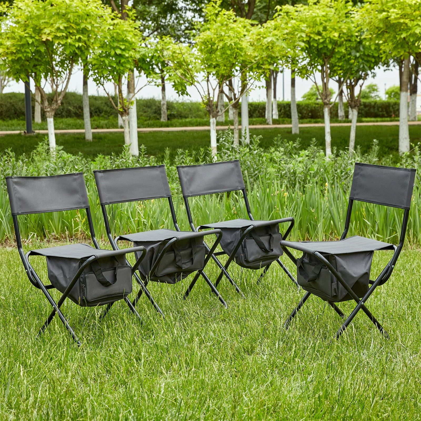 4 Pack Folding Camp Chair with Storage Bag, Outdoor Patio Steel ...