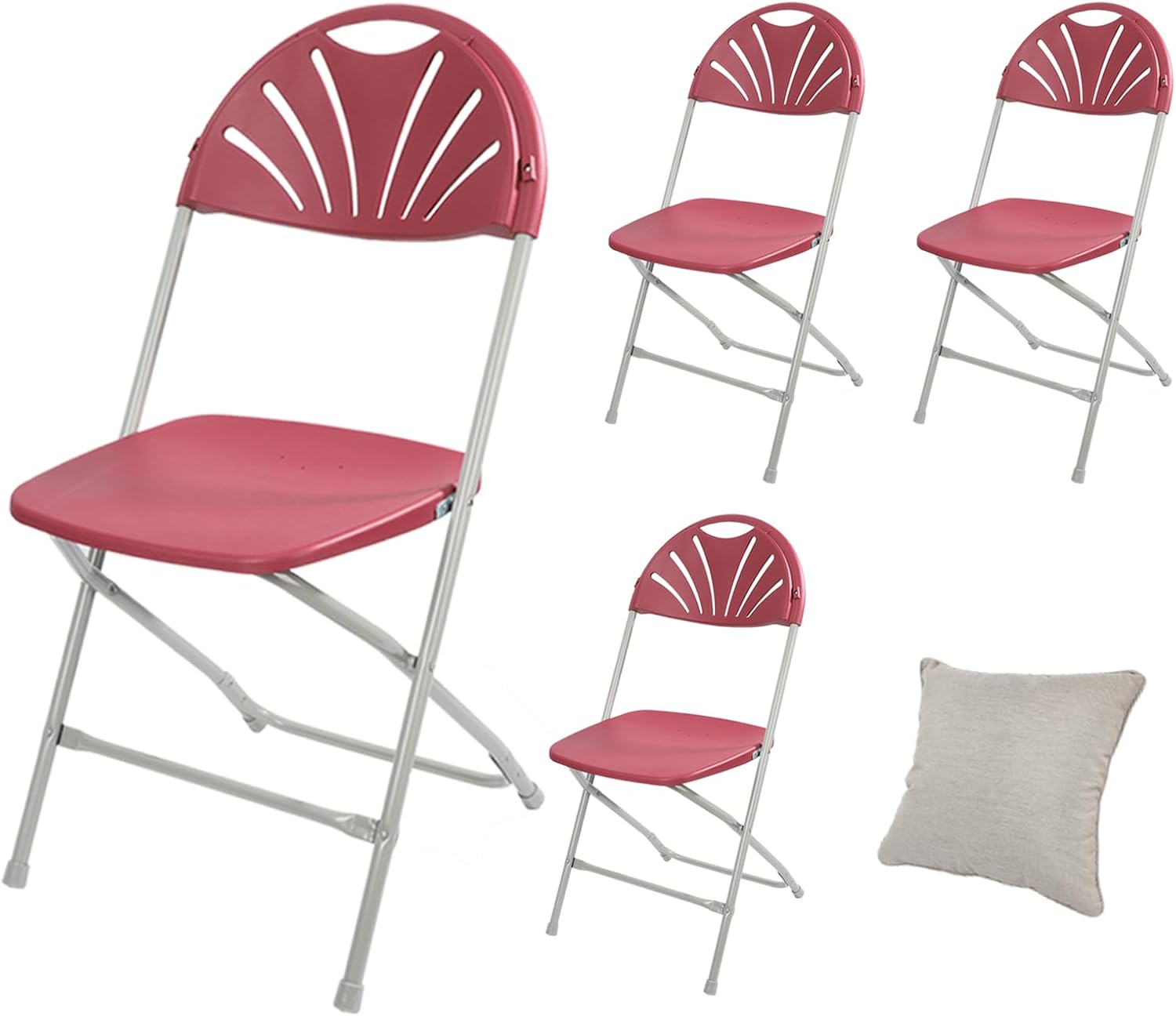 4 Pack Folding Chair Fan Back Portable Plastic Chairs 650lb. Capacity ...