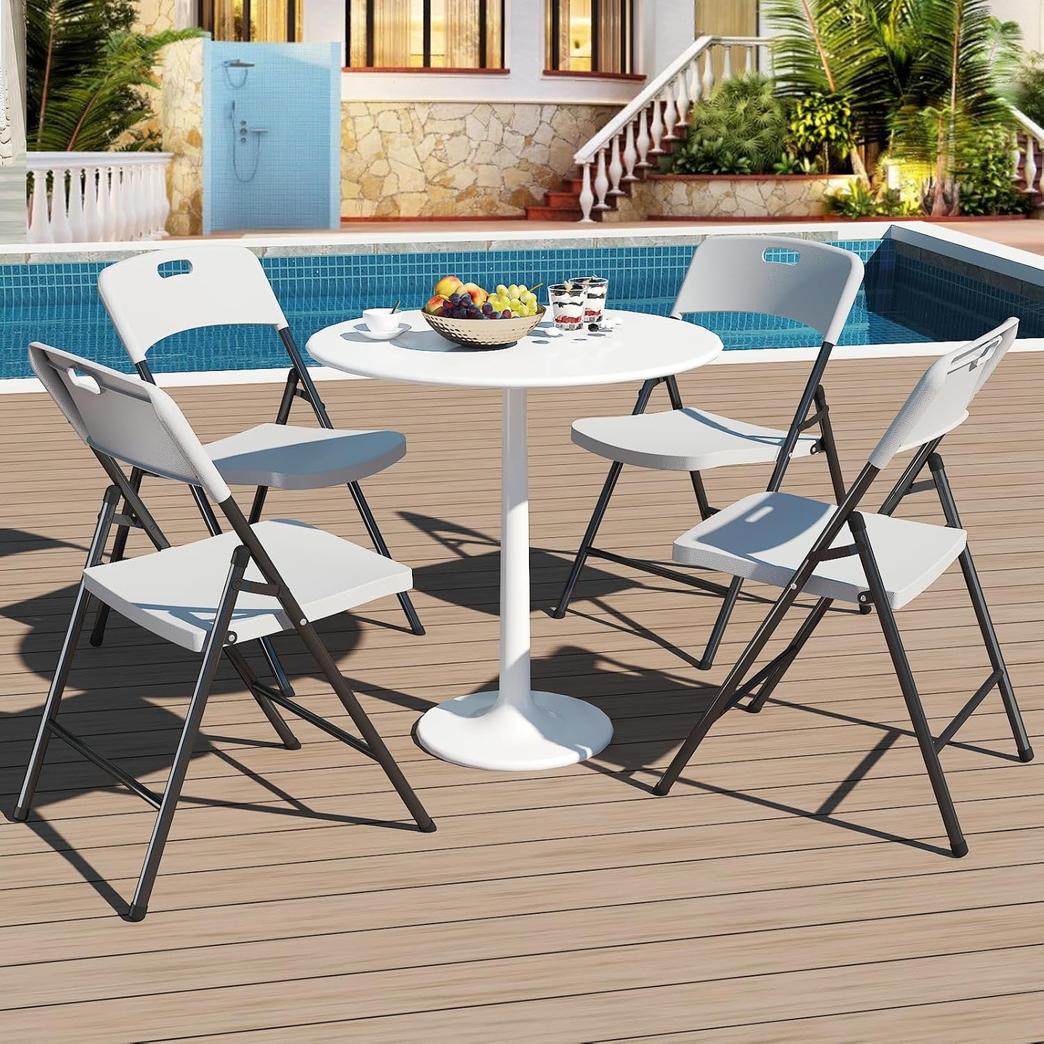 4 Pack Folding Chairs, 700lbs Capacity Heavy Duty Folding Chair White ...