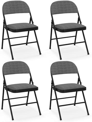 4 Pack Folding Chairs, Fabric Commercial Chairs /Padded Seat & Back ...