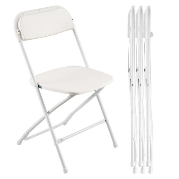 4 Pack Folding Chairs, Foldable Plastic Chairs with Heavy Duty Metal ...