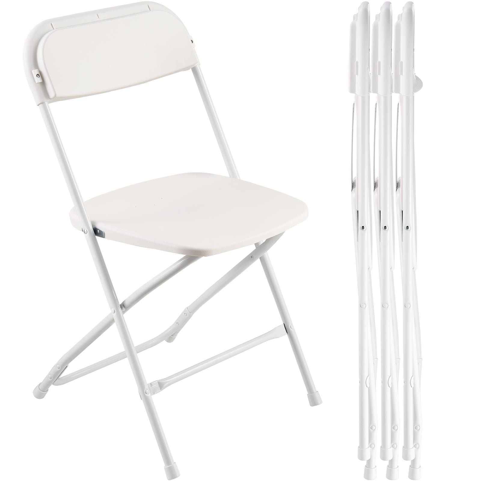 4 Pack Folding Chairs, Foldable Plastic Chairs with Heavy Duty Metal ...