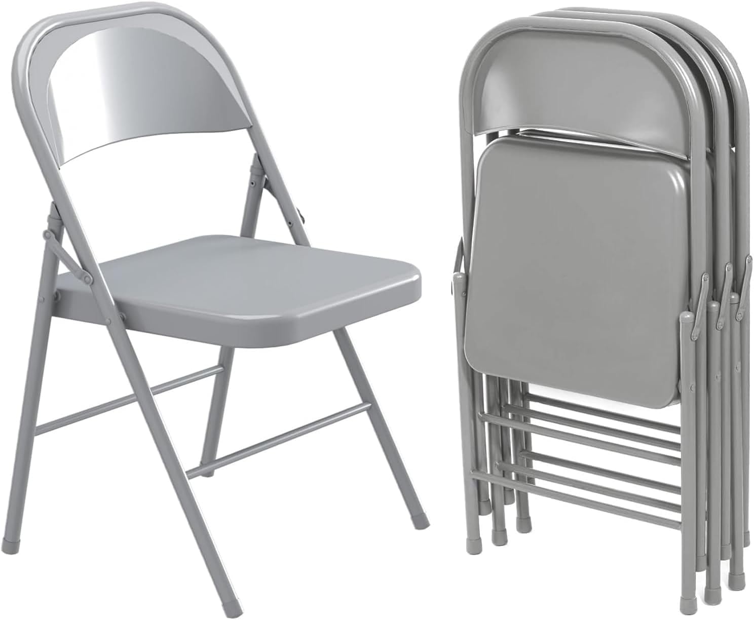 4 Pack Folding Chairs,Metal Folding Chairs Steel Frame with Double ...