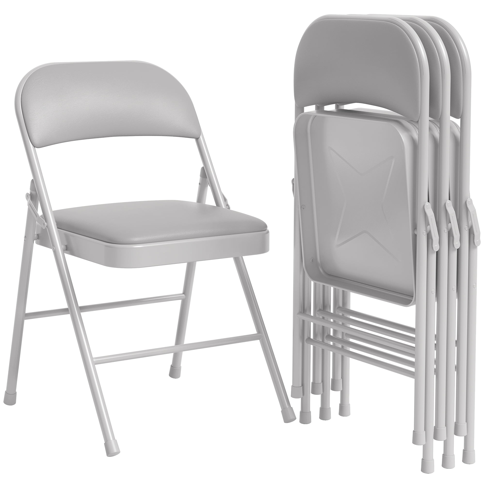 4 Pack Folding Chairs with Padded Cushions, Padded Foldable Chair Hold ...