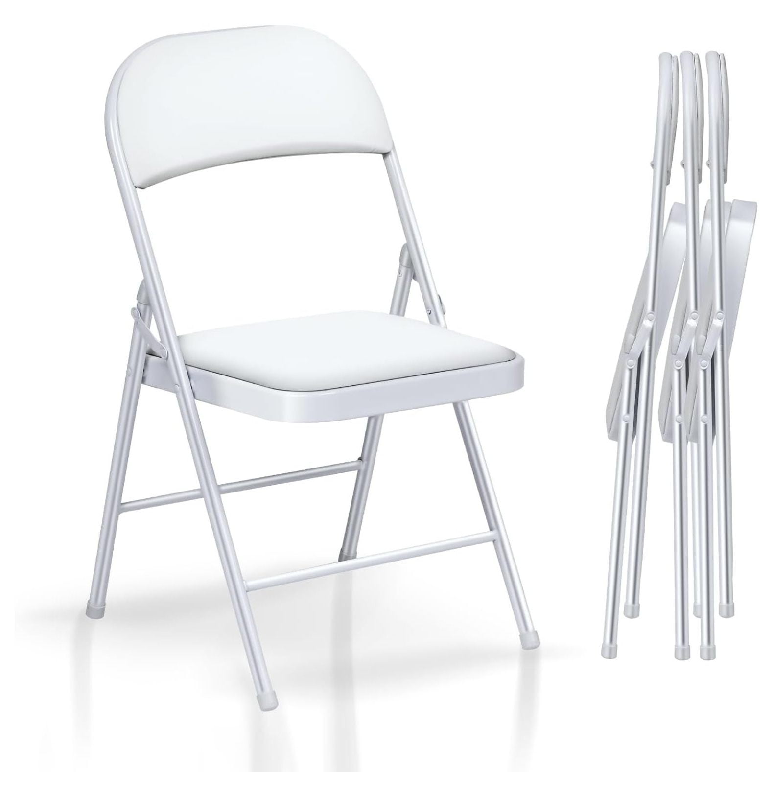 4 Pack Folding Chairs with Padded Seats, White Padded Folding Chairs ...
