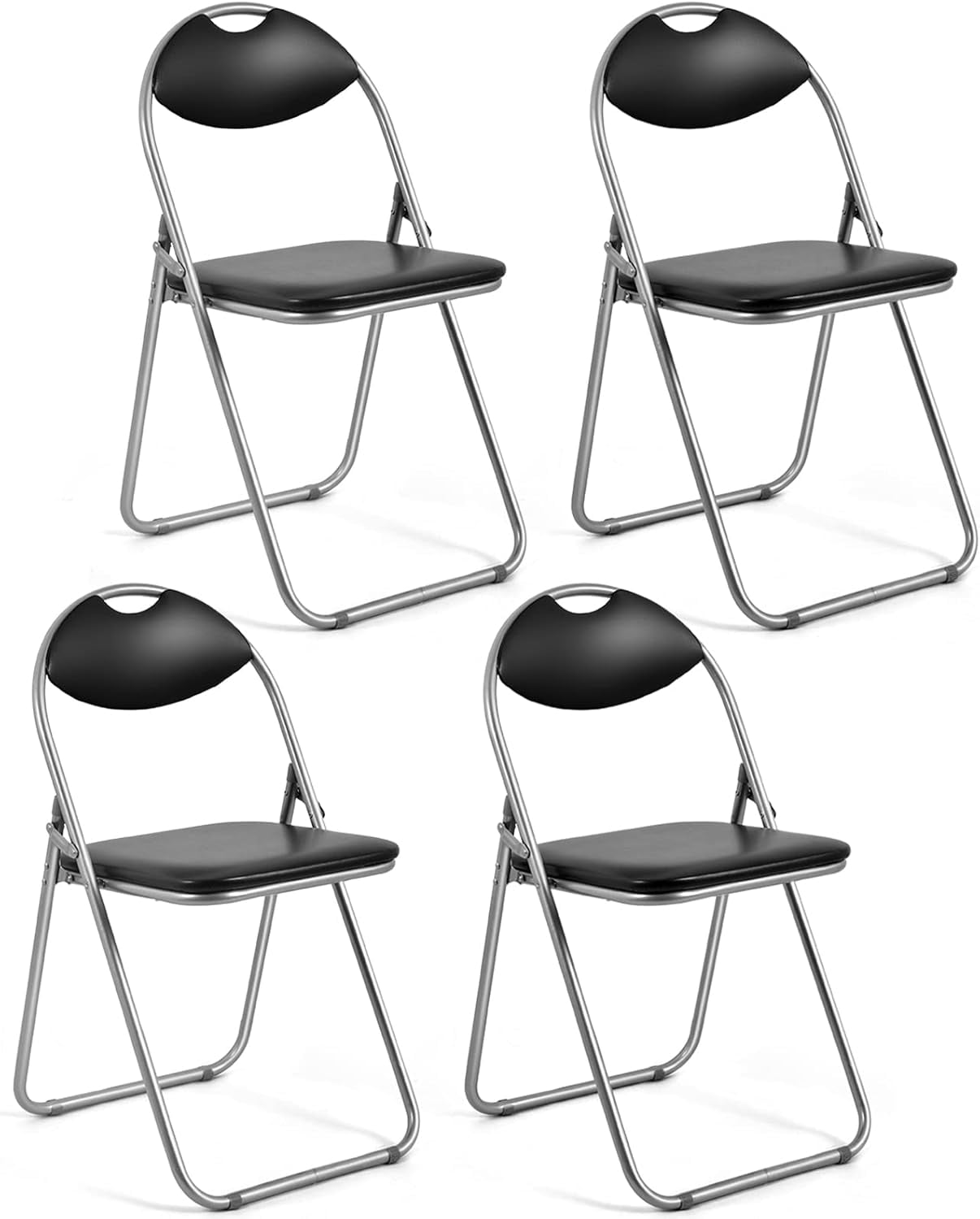 4-Pack Folding Chairs Set - Waiting Room Chairs with Padded Seats and ...