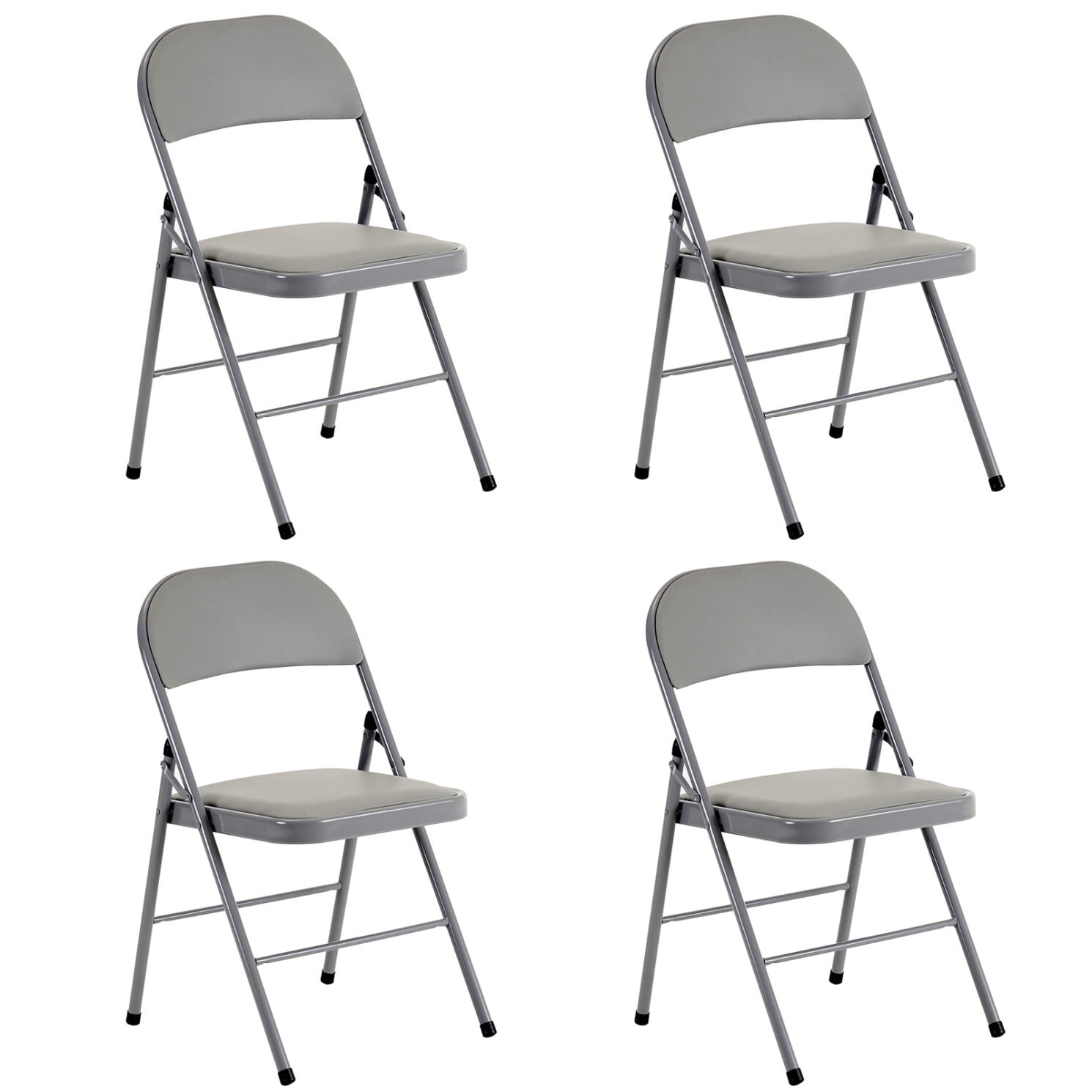 4 Pack Folding Chairs with PVC Padded Seats, Lightweight Commercial ...