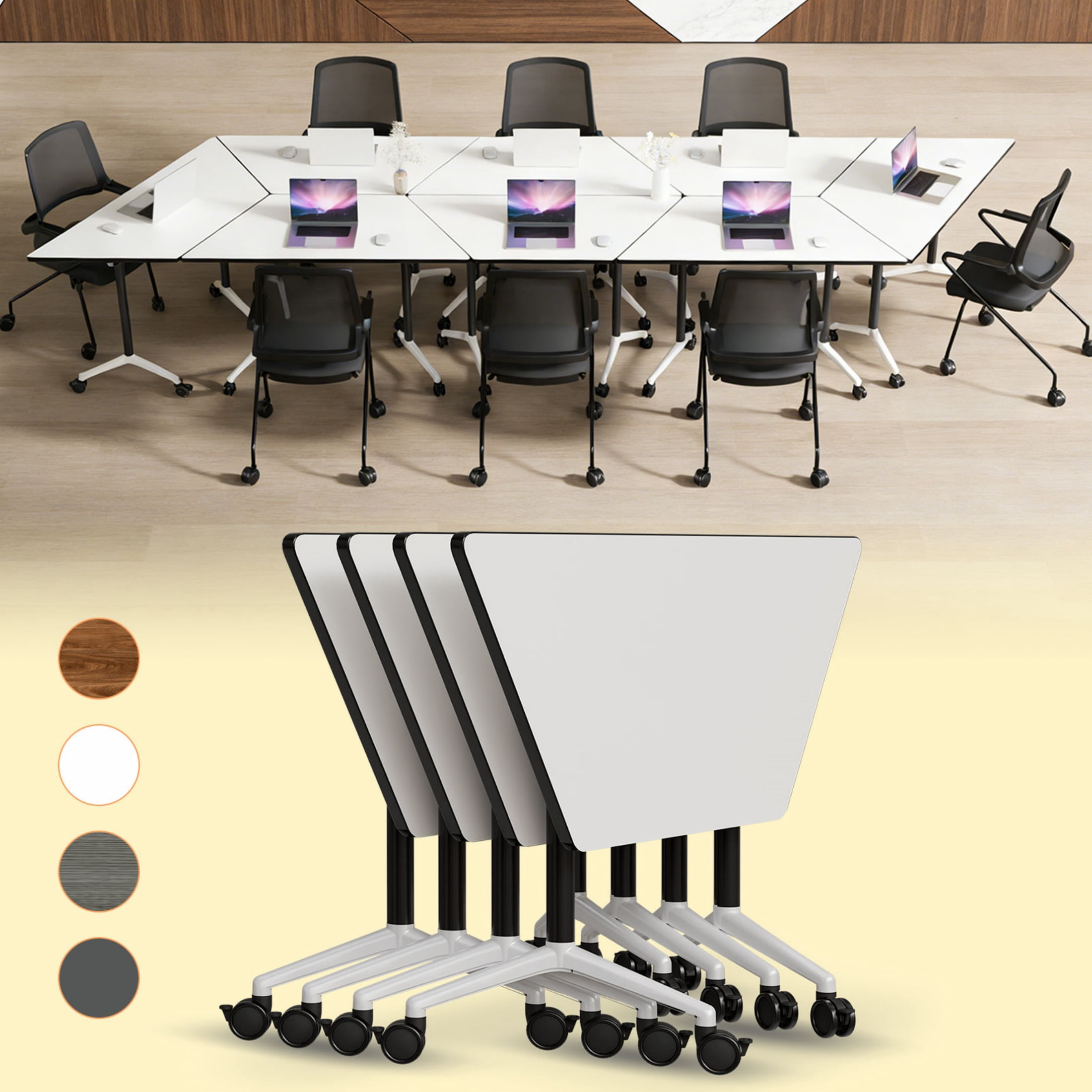 4 Pack Folding Conference Table,Conference Room Tables with Wheels, 47 ...