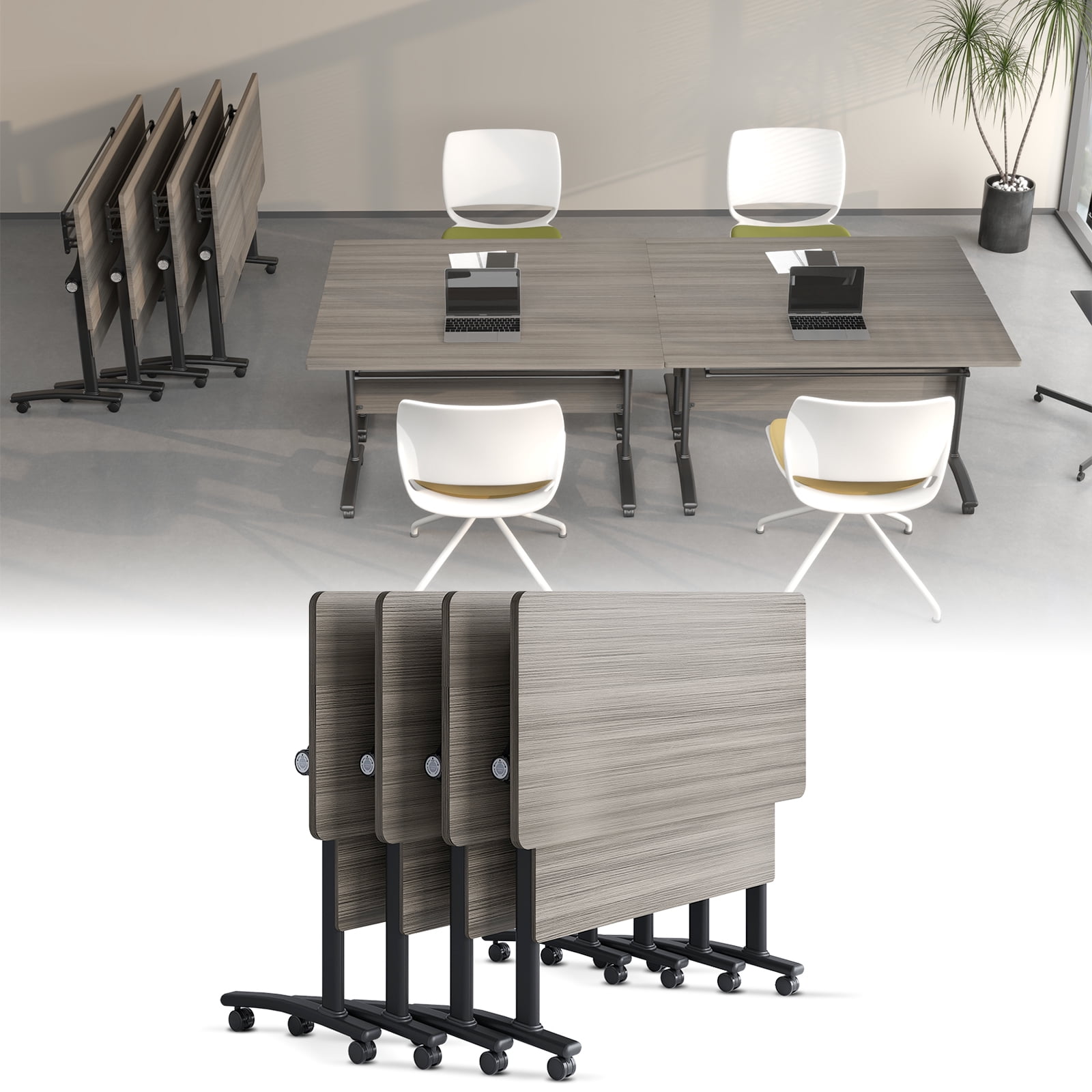 4 Pack Folding Conference Table on Wheels,Large Rectangular Conference ...