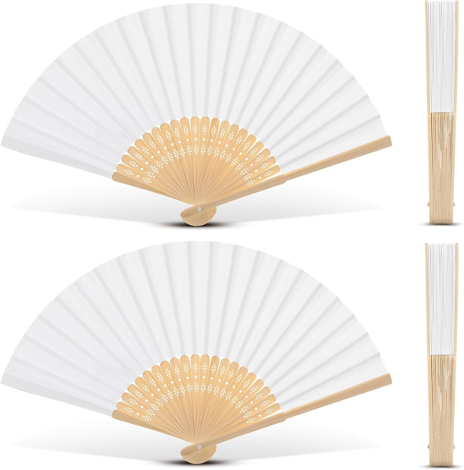 4 Pack Folding Fans Bamboo Handheld Folded Craft Hand Japanese Chinese ...