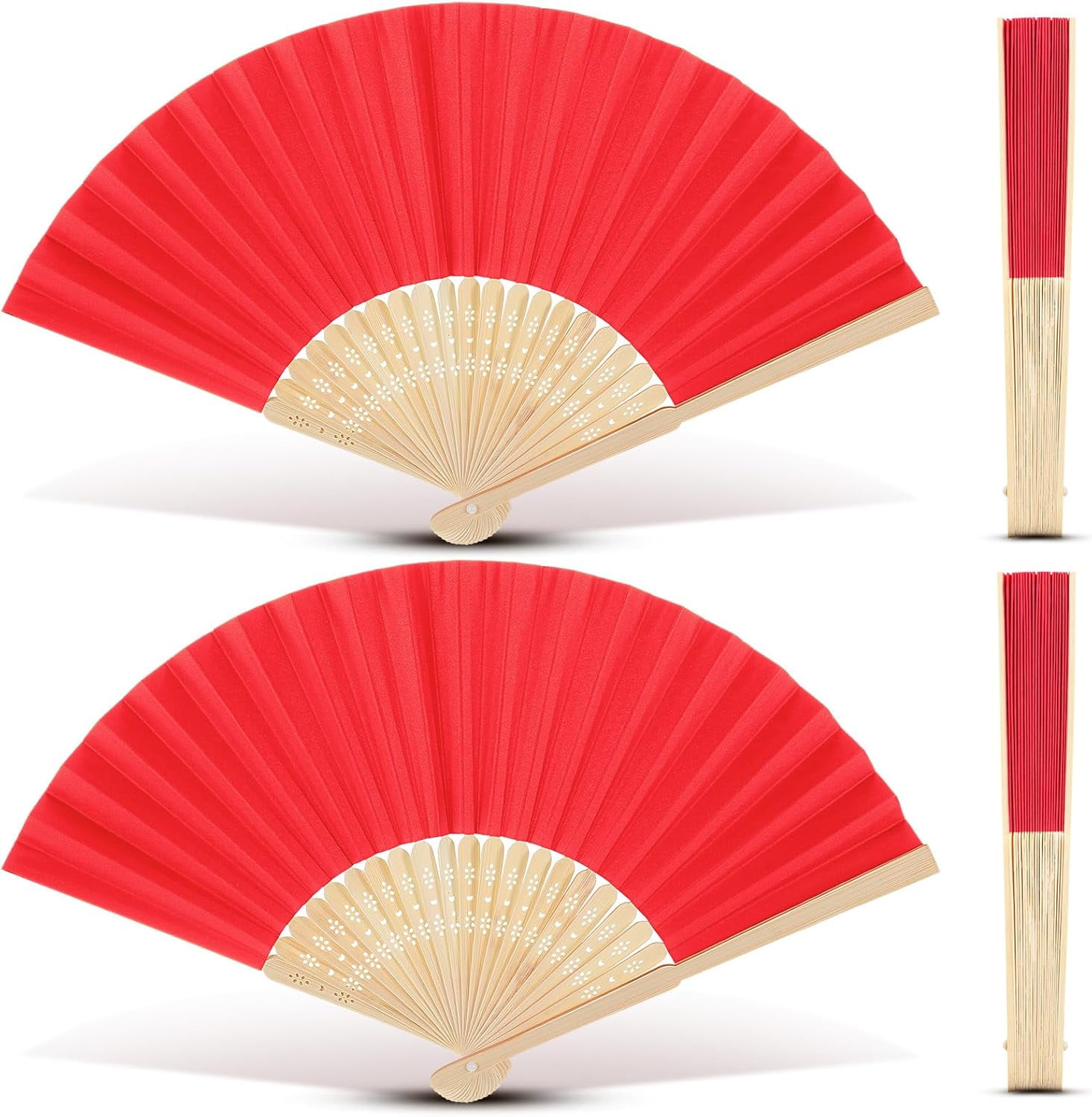 4 Pack Folding Fans Bamboo Handheld Folded Craft Hand Japanese Chinese ...