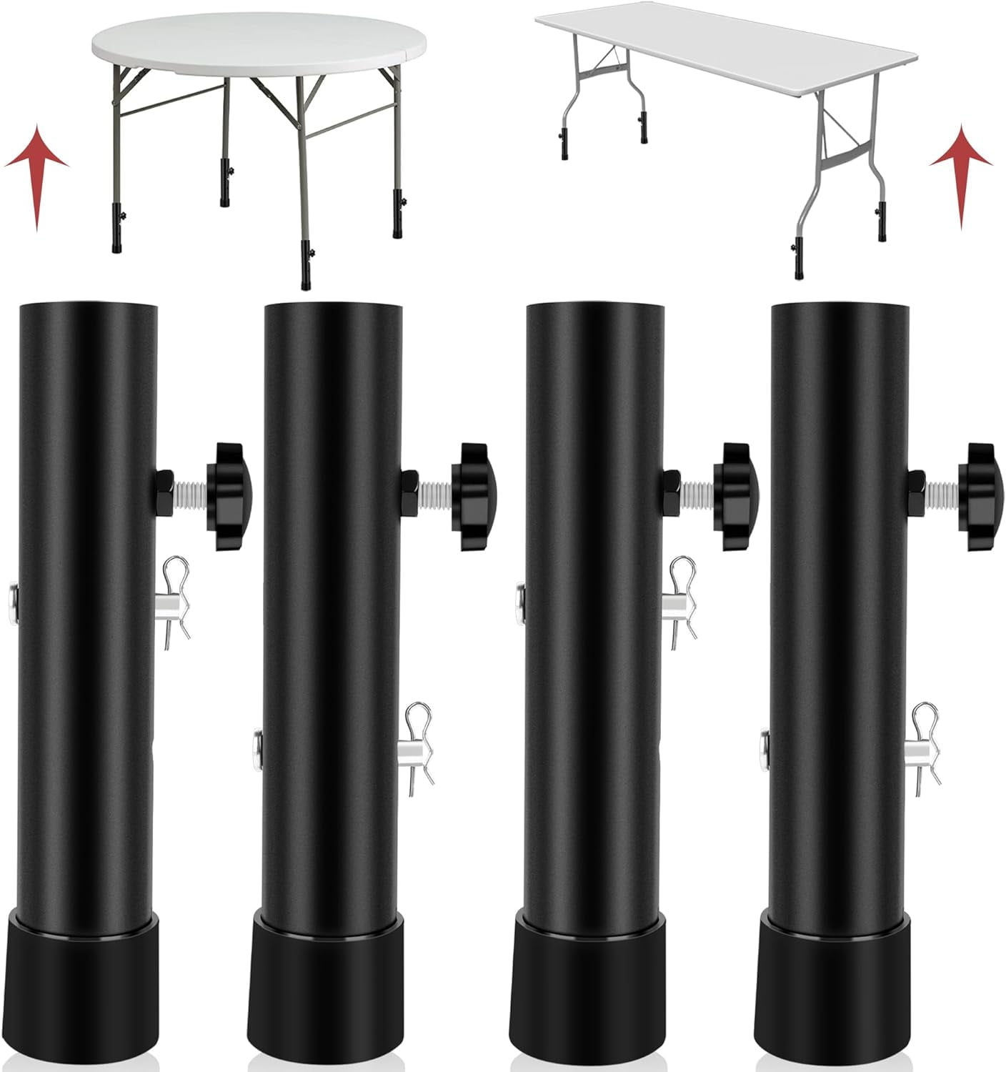 (4-Pack) Folding Table Leg Extenders, Highly Durable Steel Folding ...