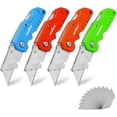 4-Pack Folding Utility Knife Set, Heavy-Duty Box Cutters with 12 Extra ...