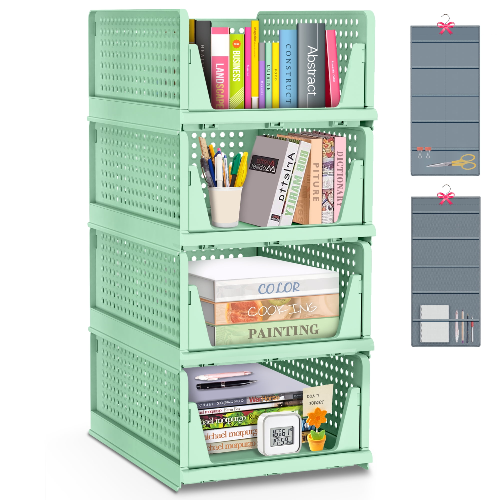 4-Pack Folding Wardrobe Storage Box Plastic Drawer Organizer Stackable ...