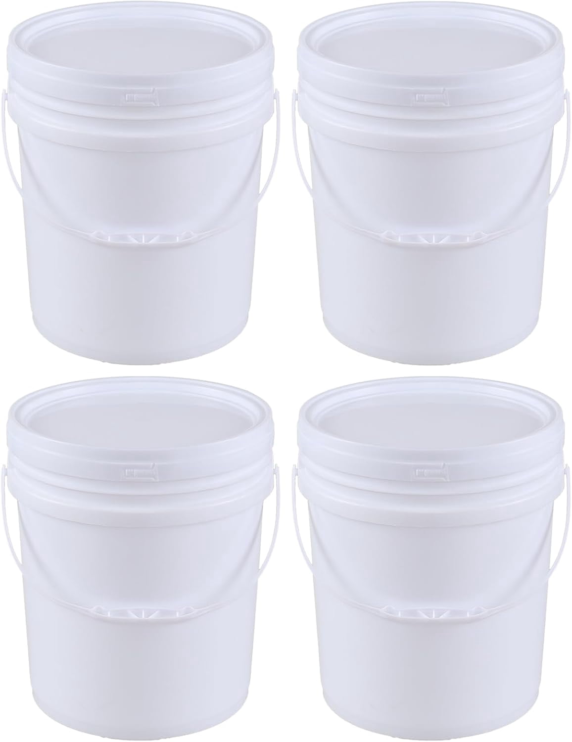 4 Pack Food Grade Storage Plastic Buckets with Lid and Handle, 7 Gallon ...