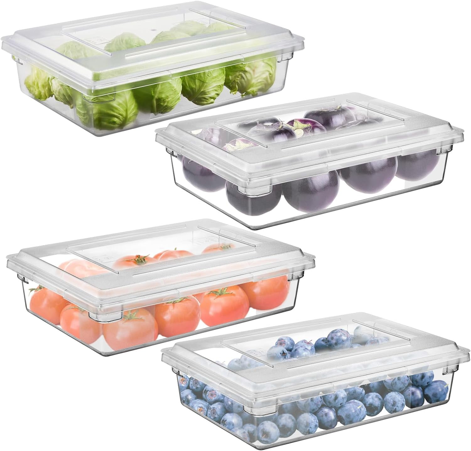 4 Pack Food Storage Box with Lid, Commercial Grade Polycarbonate Food ...