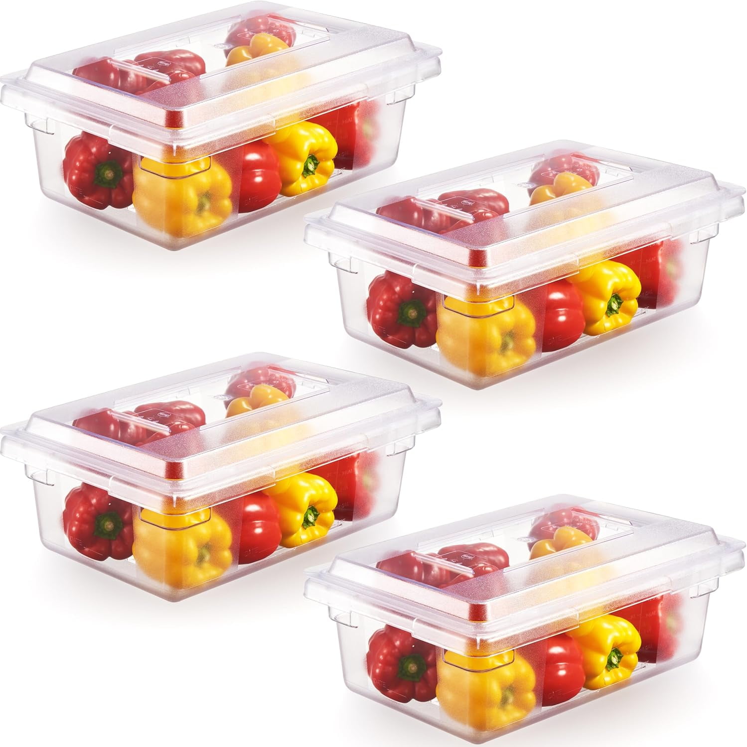 4 Pack Food Storage Box with Lid, Commercial Grade Polycarbonate Food ...
